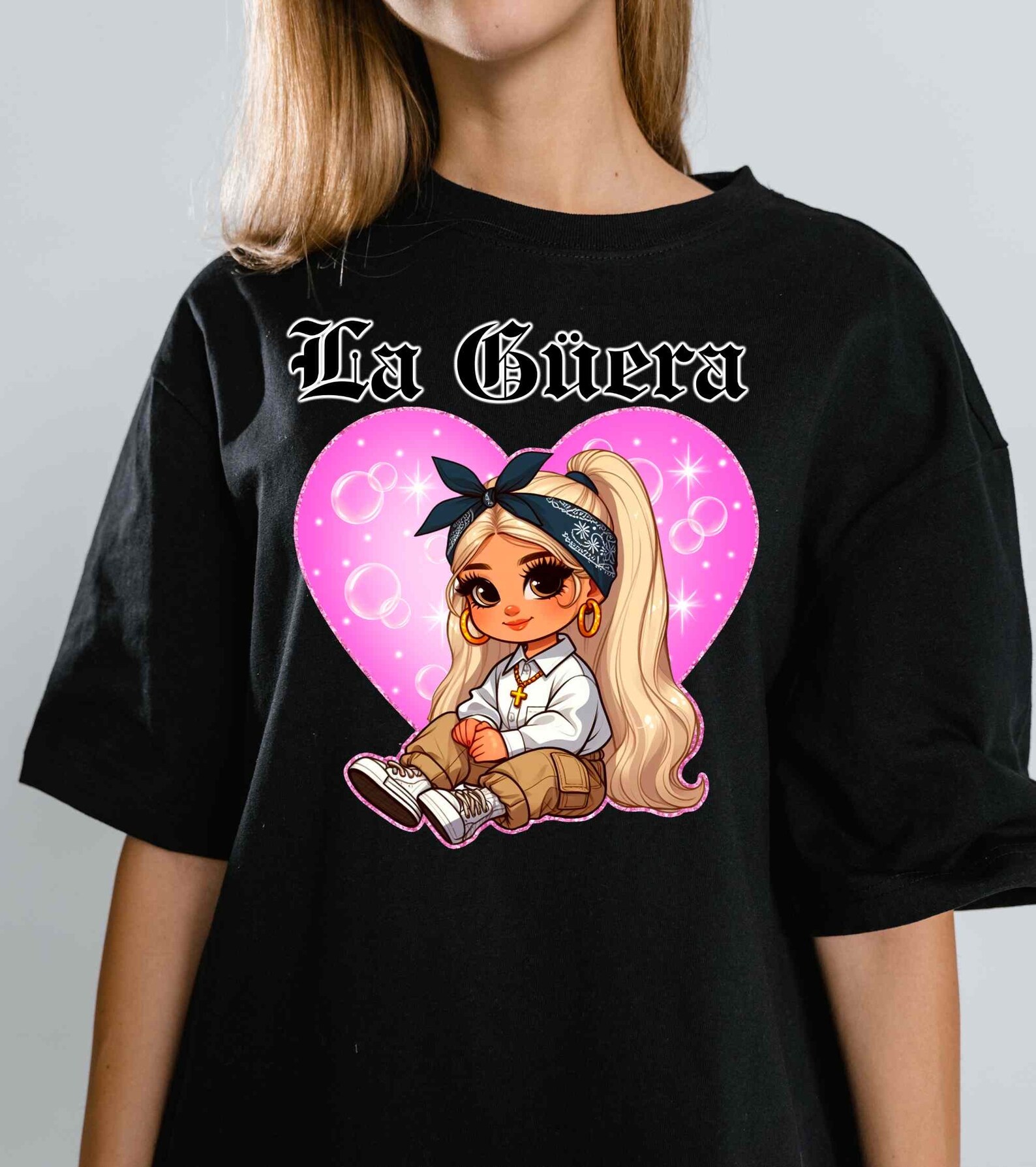 La Guera Old School Chicana Png Pink Chola Cartoon - Etsy
