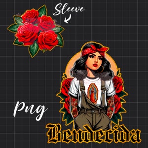 Bendecida Chola Chicana Png With Rose Sleeve Image - Etsy