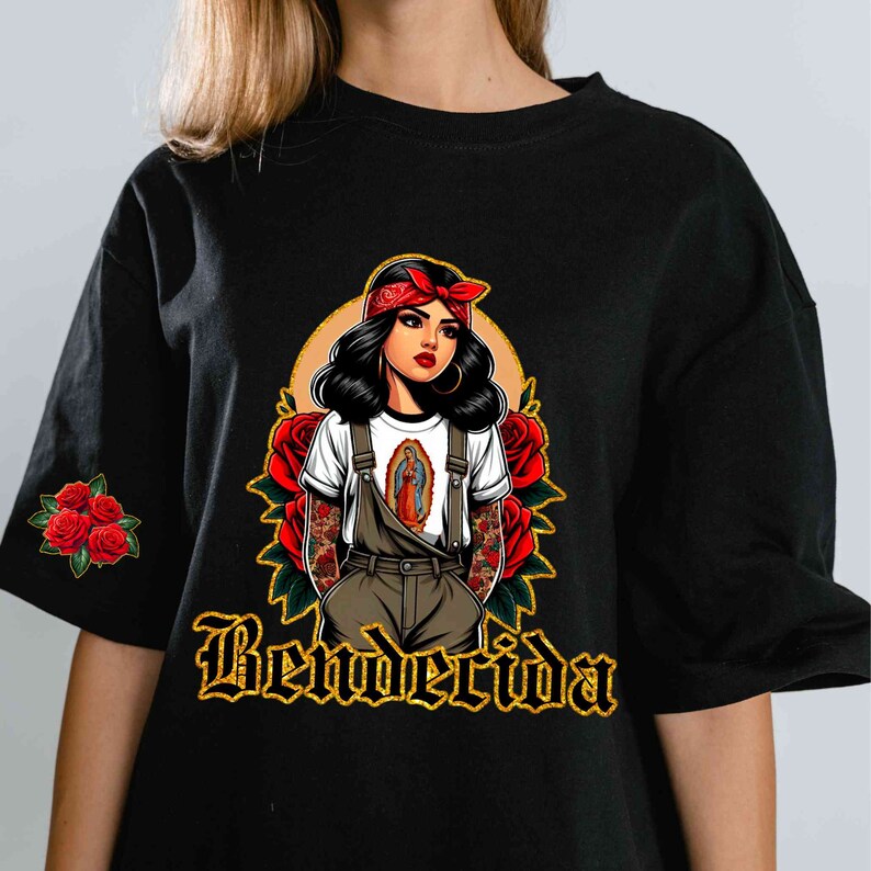 Bendecida Chola Chicana Png With Rose Sleeve Image - Etsy