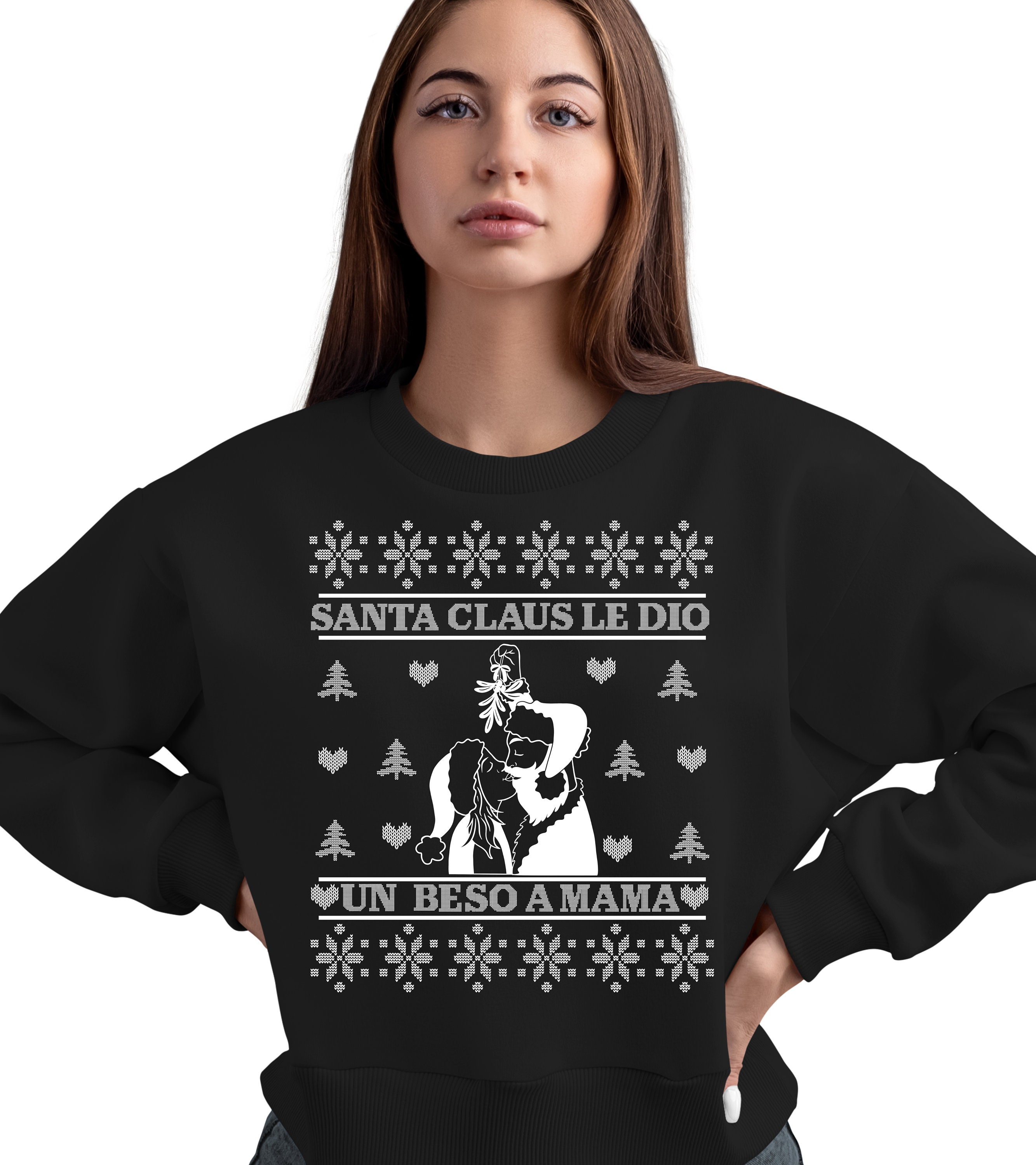 Santa Claus Le Dio Un Beso a Mama Png Mexican Christmasugly Sweater Png ...