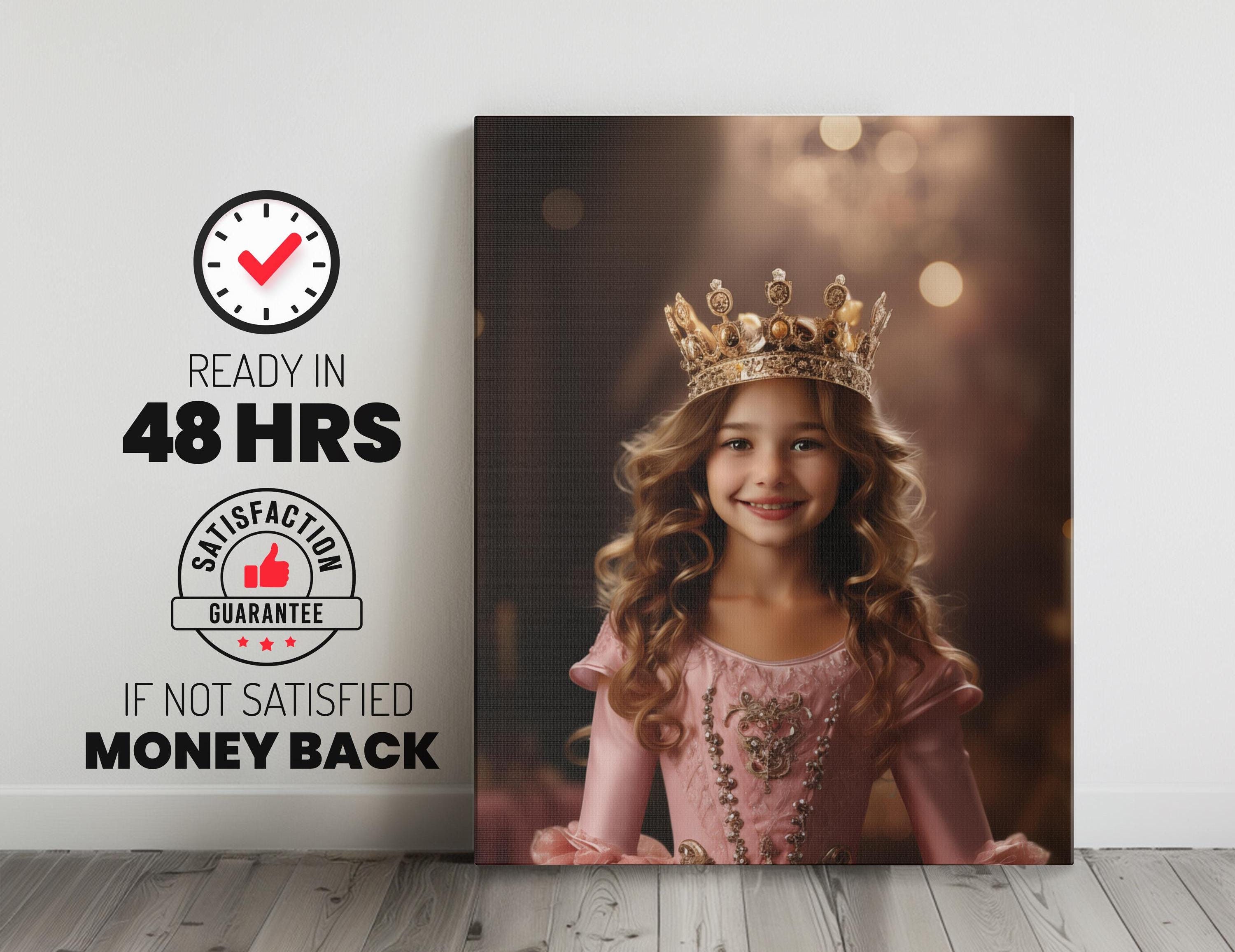Custom Princess Portrait Canvas: Personalized Girl Art, Birthday Gift ...