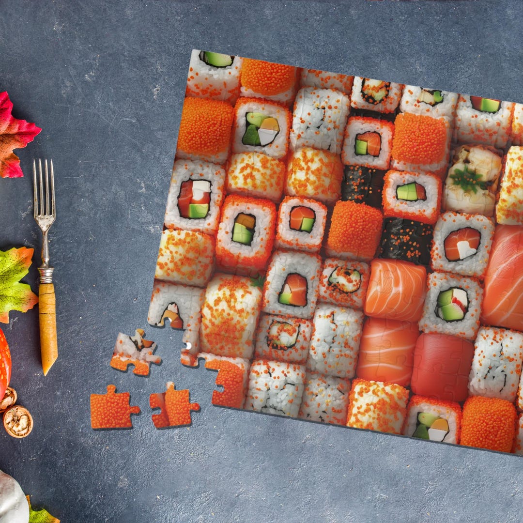 Colorful Sushi Puzzle, 1000 Piece Jigsaw Puzzle, Fun Food Puzzle, Sushi ...
