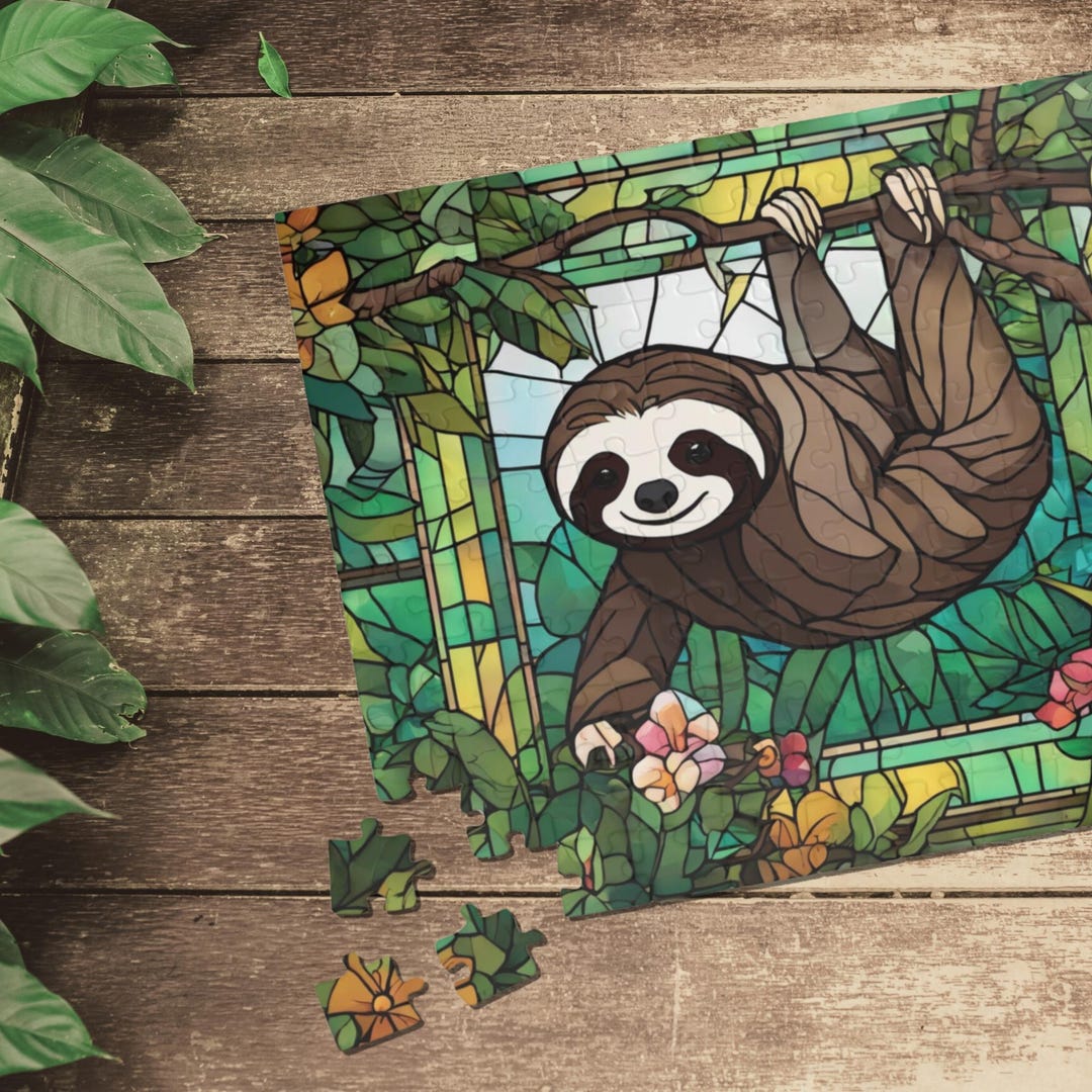 Sloth Jigsaw Puzzle for Adults and Kids, Animal Lovers Gift, Unique ...