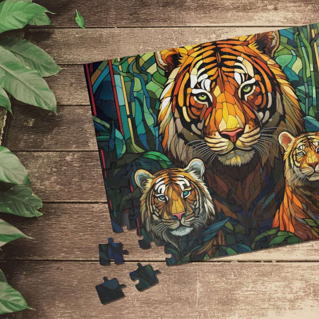 Wild Tigers Puzzle, Vibrant Jungle Animal Art, Detailed 1000 Piece ...