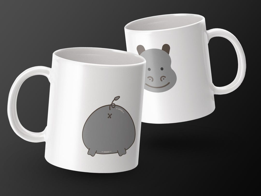 Hippo Mug, Cute Animal Mug, Cartoon Hippo, Unique Coffee Mug, Gift Idea ...
