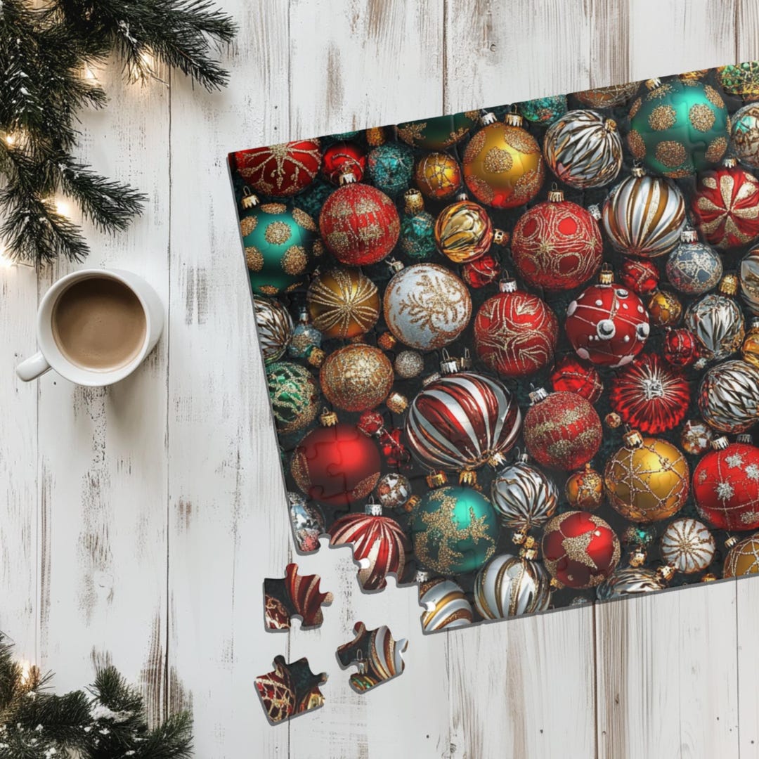Christmas Ornament Puzzle, Holiday Decorations Jigsaw Puzzle, Festive ...
