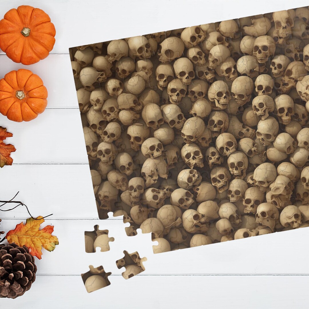 Skull Puzzle, Jigsaw Puzzle, Spooky Skull Lover Design Puzzle ...