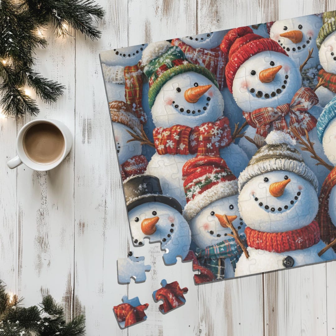 Snowman Jigsaw Puzzle, Fun Winter Scene Puzzle, Family Game Night ...