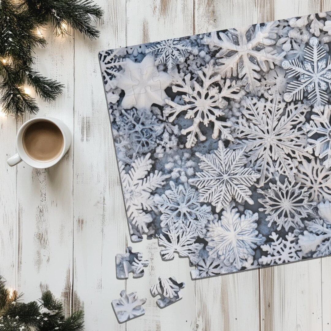 Winter Snowflakes Puzzle Christmas Jigsaw Puzzle Snowy Wonderland ...