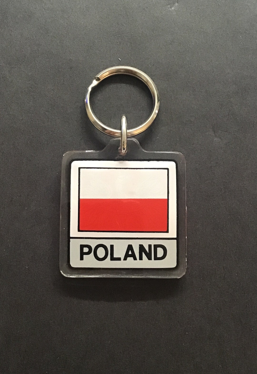 Vintage POLAND Coat of Arms Crest Flag Travel Souvenir Keychain Key ...