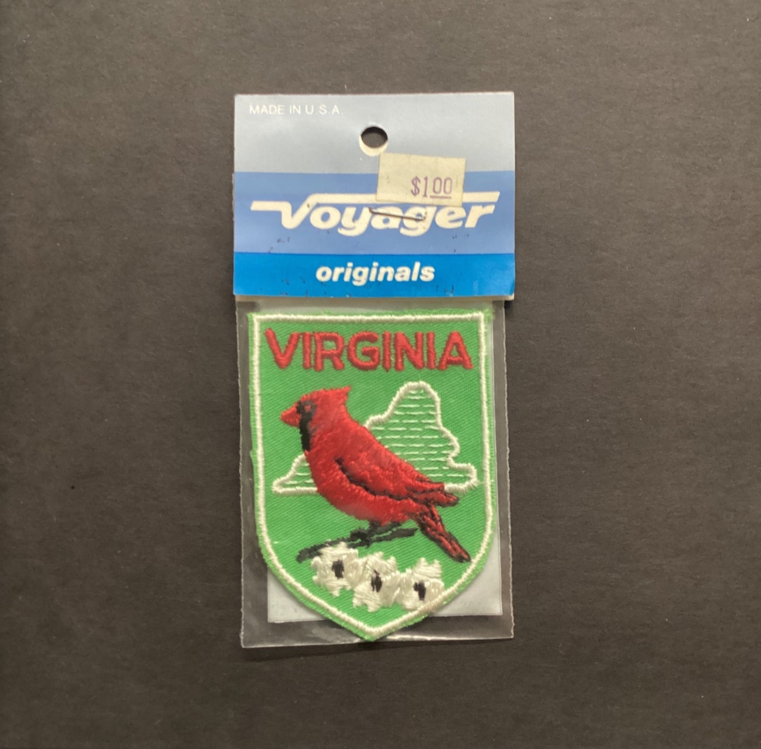 Vintage Voyager Virginia State Bird Cardinal Flower Map Travel Souvenir ...