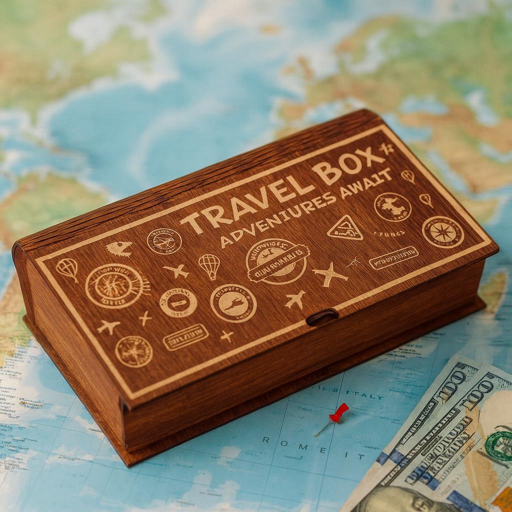 Personalized Travel Fund Money Box | Custom Wooden Savings Box for Trip ...