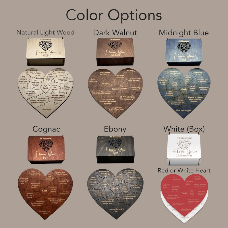 Personalized Heart Puzzle With Engraved Reasons I Love You, Birch Wood ...