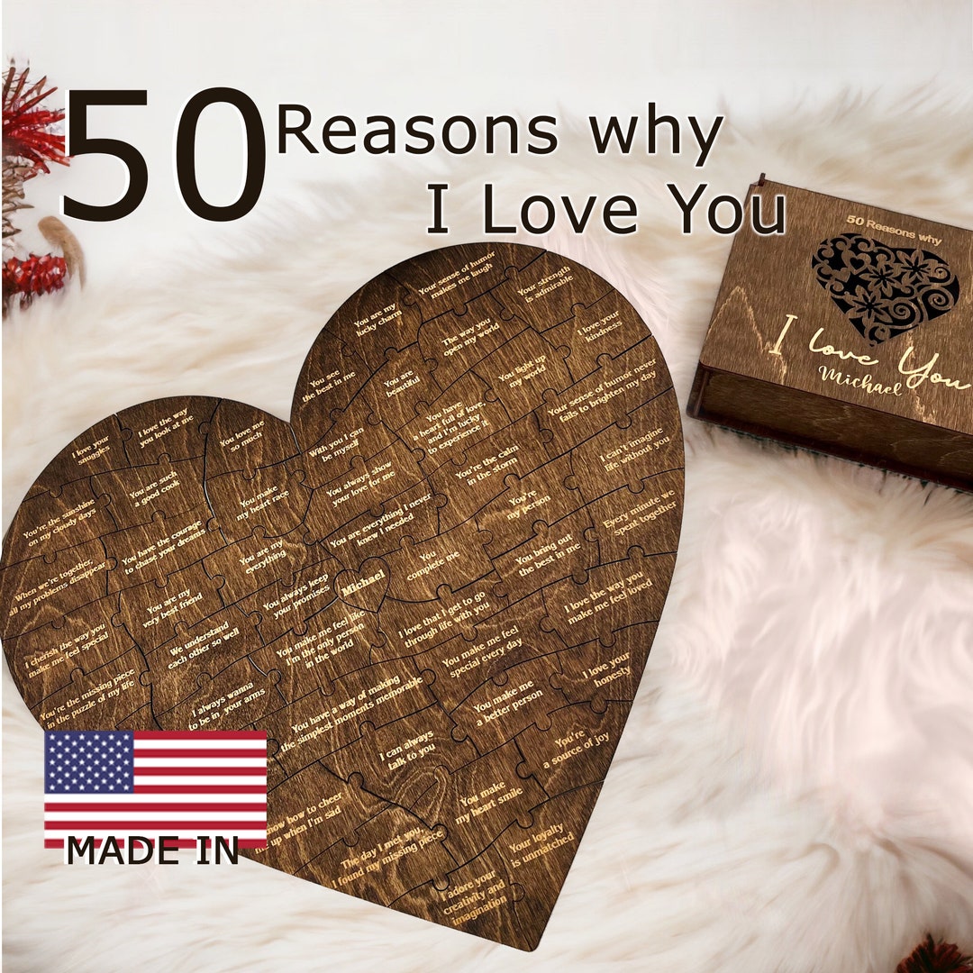 Wooden Puzzle Reasons Why I Love You Because, Personalized Gift for Her ...
