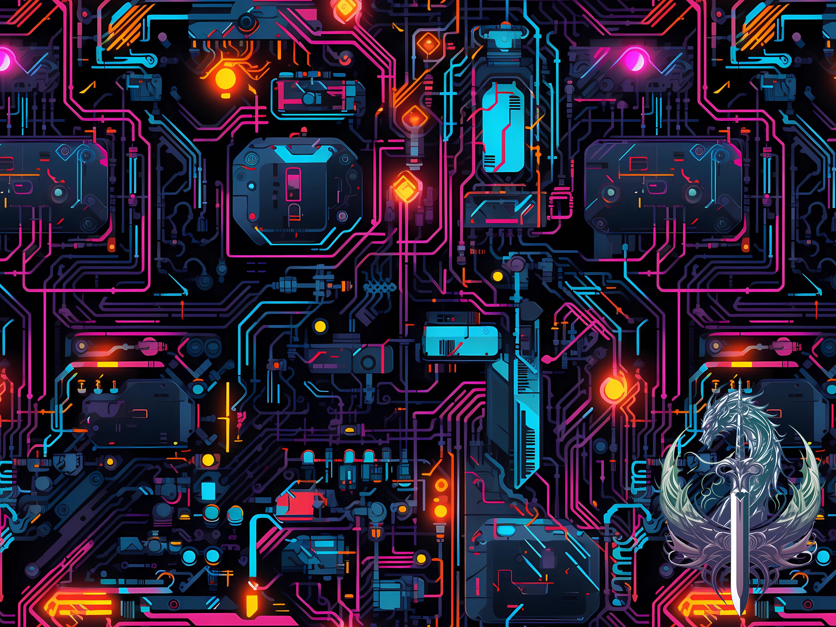 Cyberpunk Neon Seamless Pattern Png - Etsy