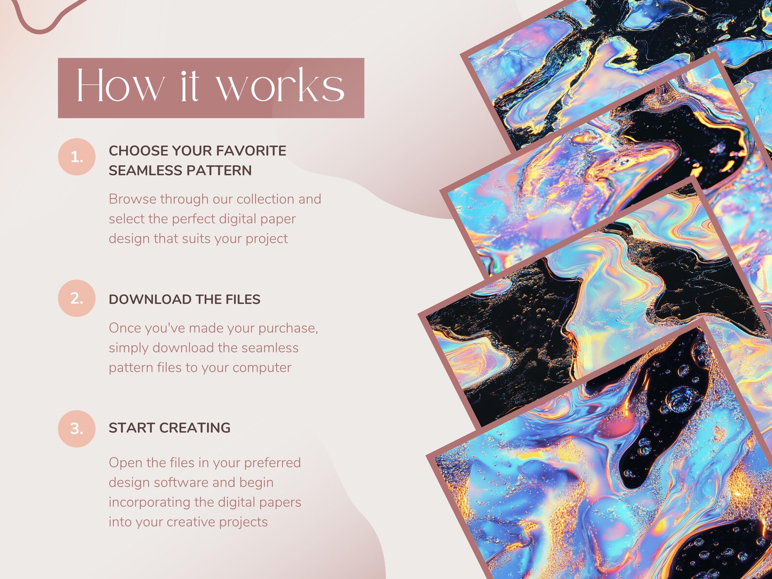 12 Iridescent Oil Spill Textures | Seamless Holographic Patterns ...