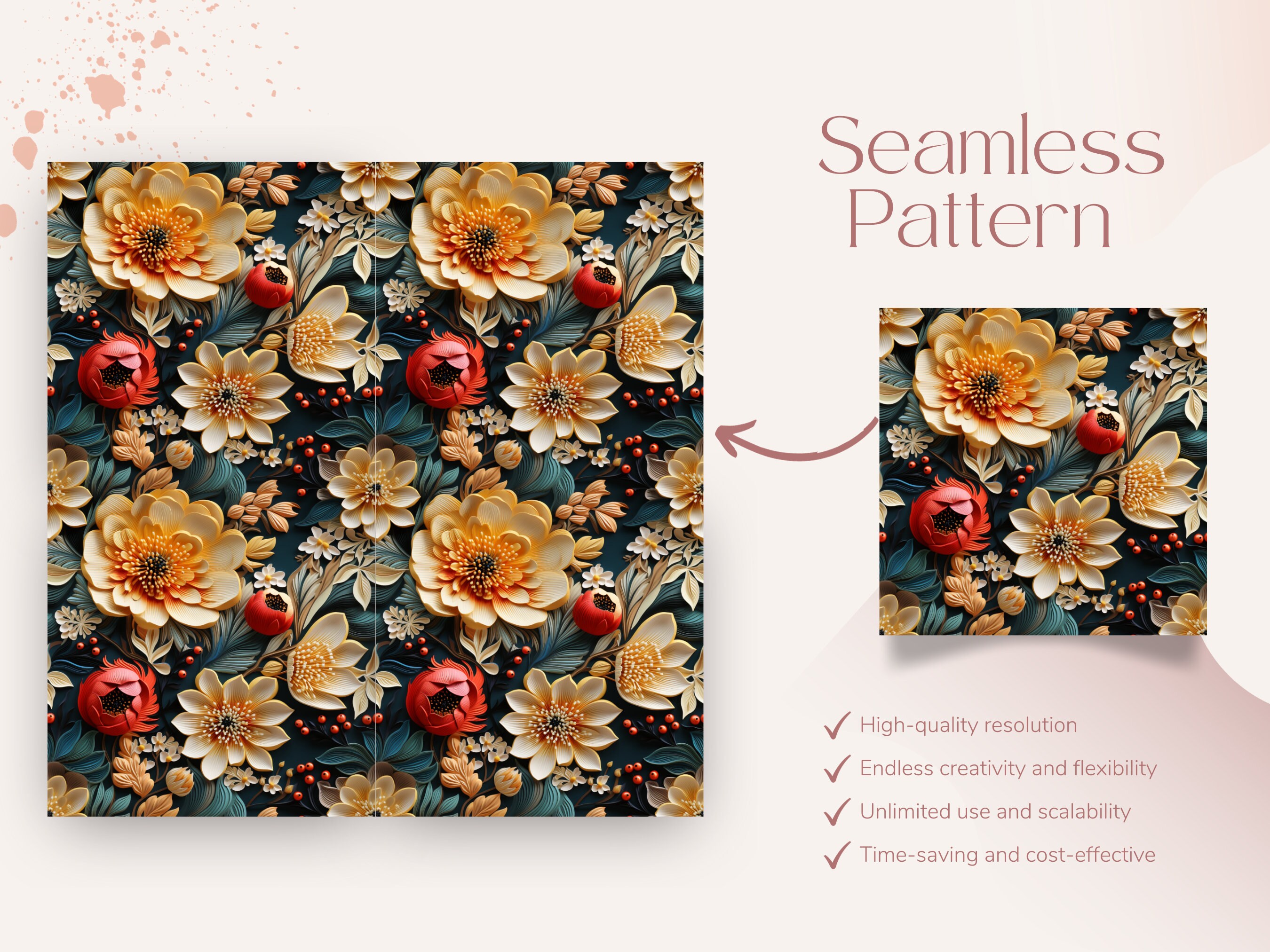 12 Floral Embroidery Texture Seamless Floral Pattern - Etsy