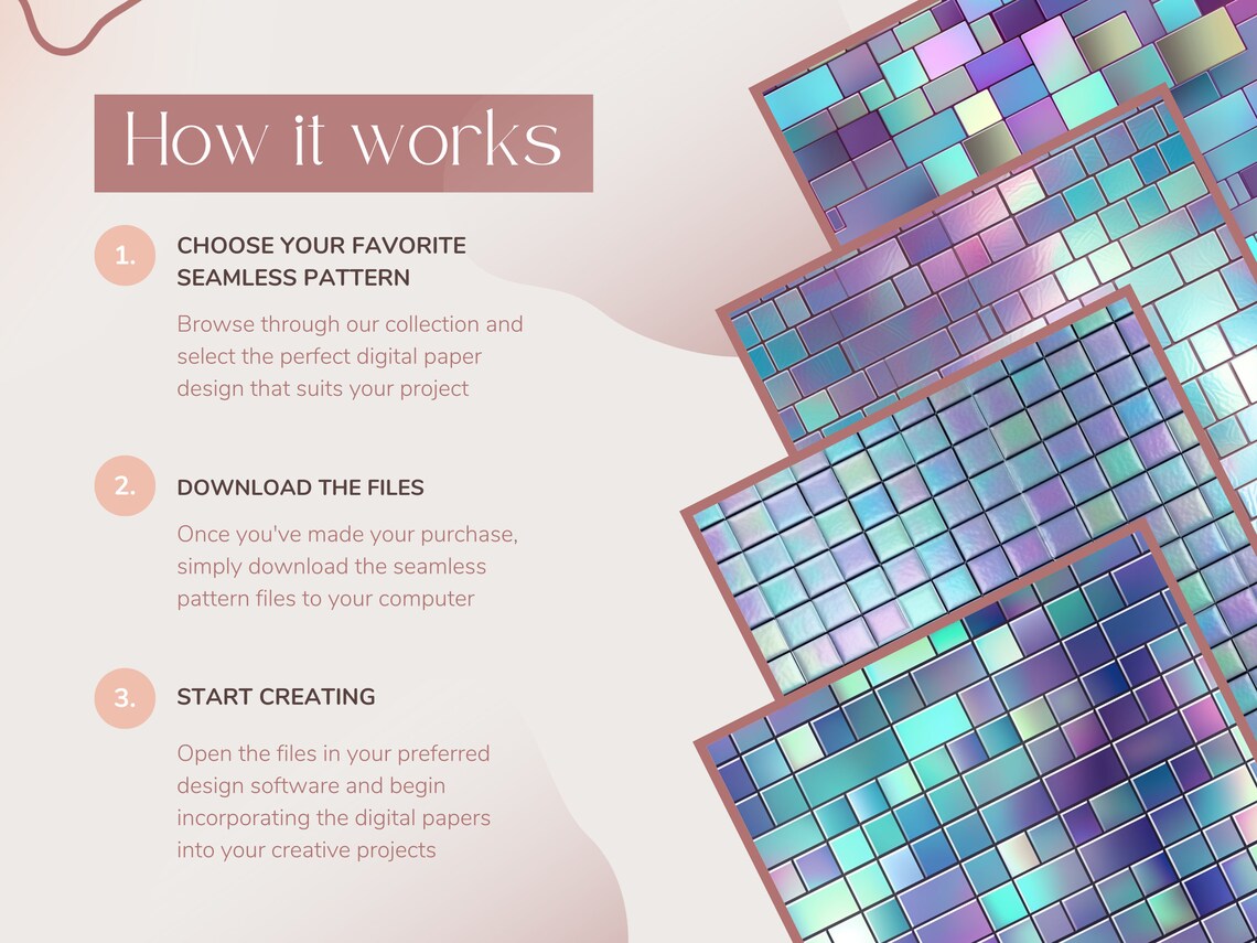 16 Holographic Mosaic Seamless Pattern | Pastel Iridescent Glass ...