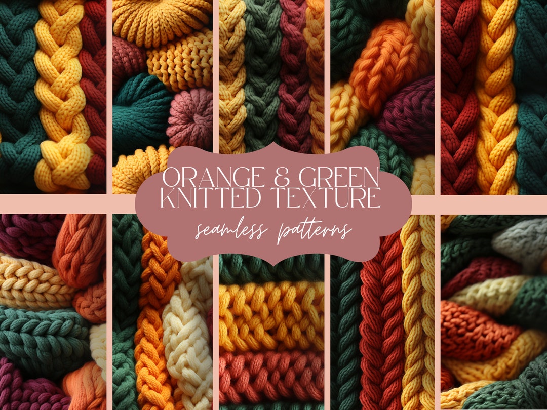 12 Orange & Green Knitted Texture Seamless Wool Pattern Sweater Print ...