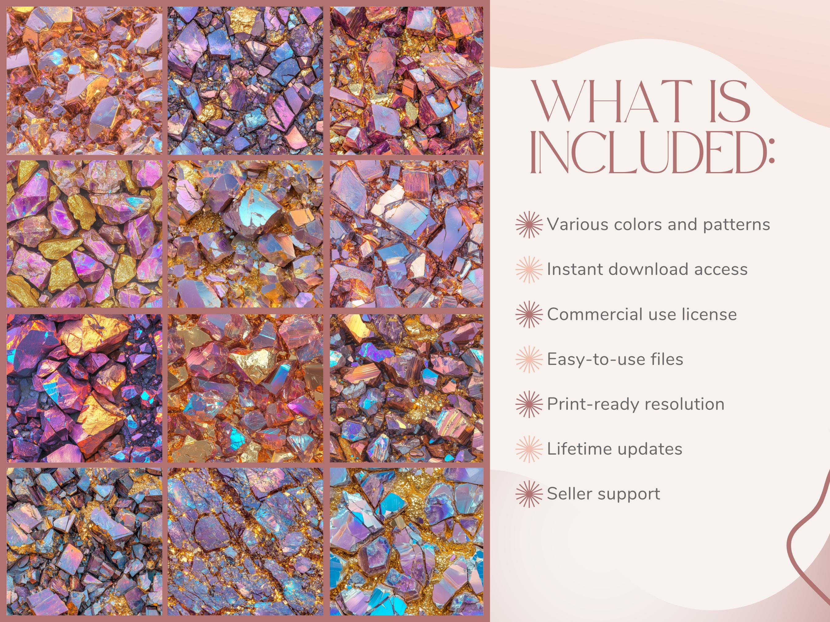 12 Pink Sapphire Metallic Gold Textures | Seamless Gemstone Pattern ...