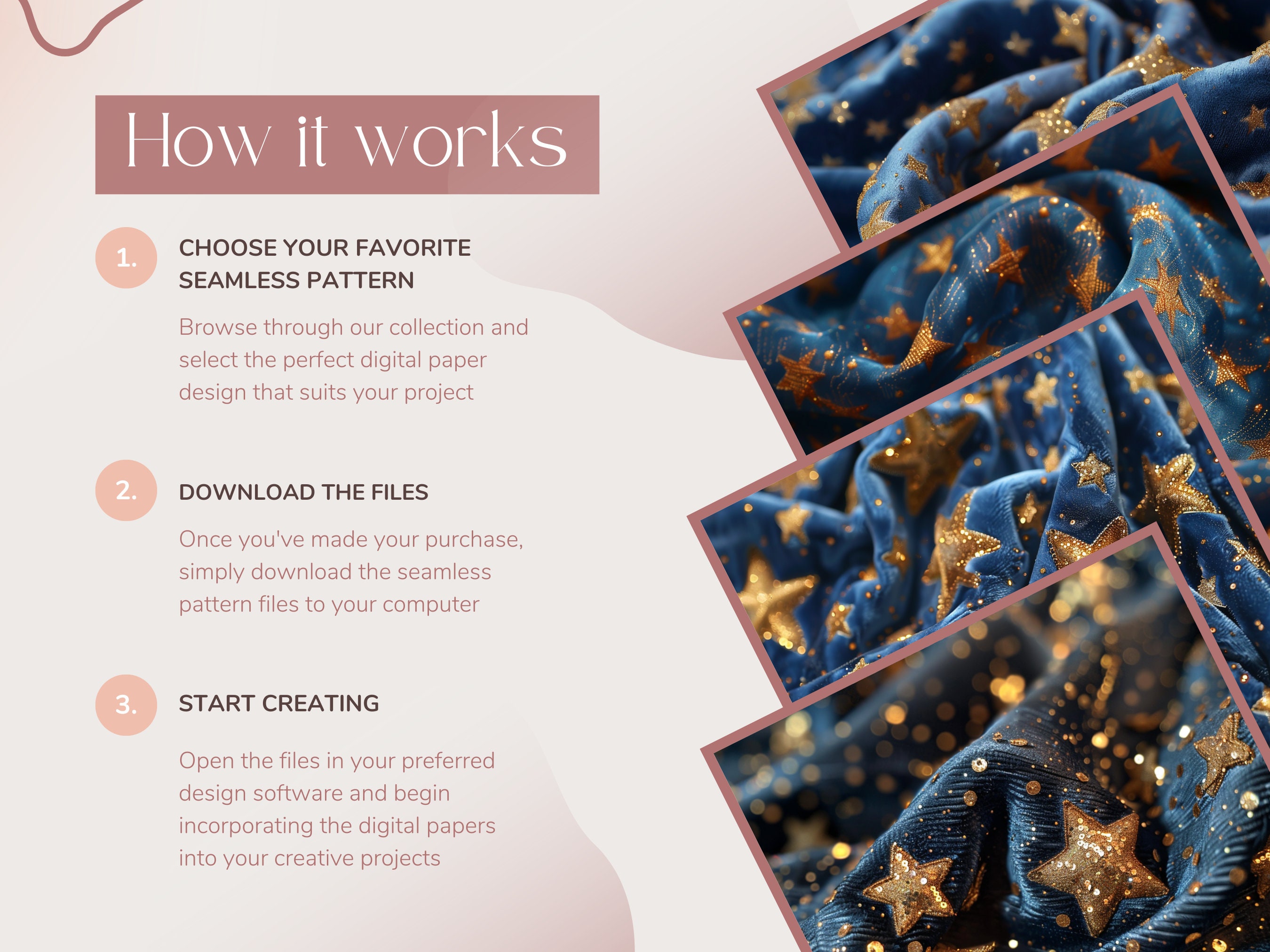 12 Navy Velvet Gold Stars Seamless Pattern | Celestial Fabric Texture ...
