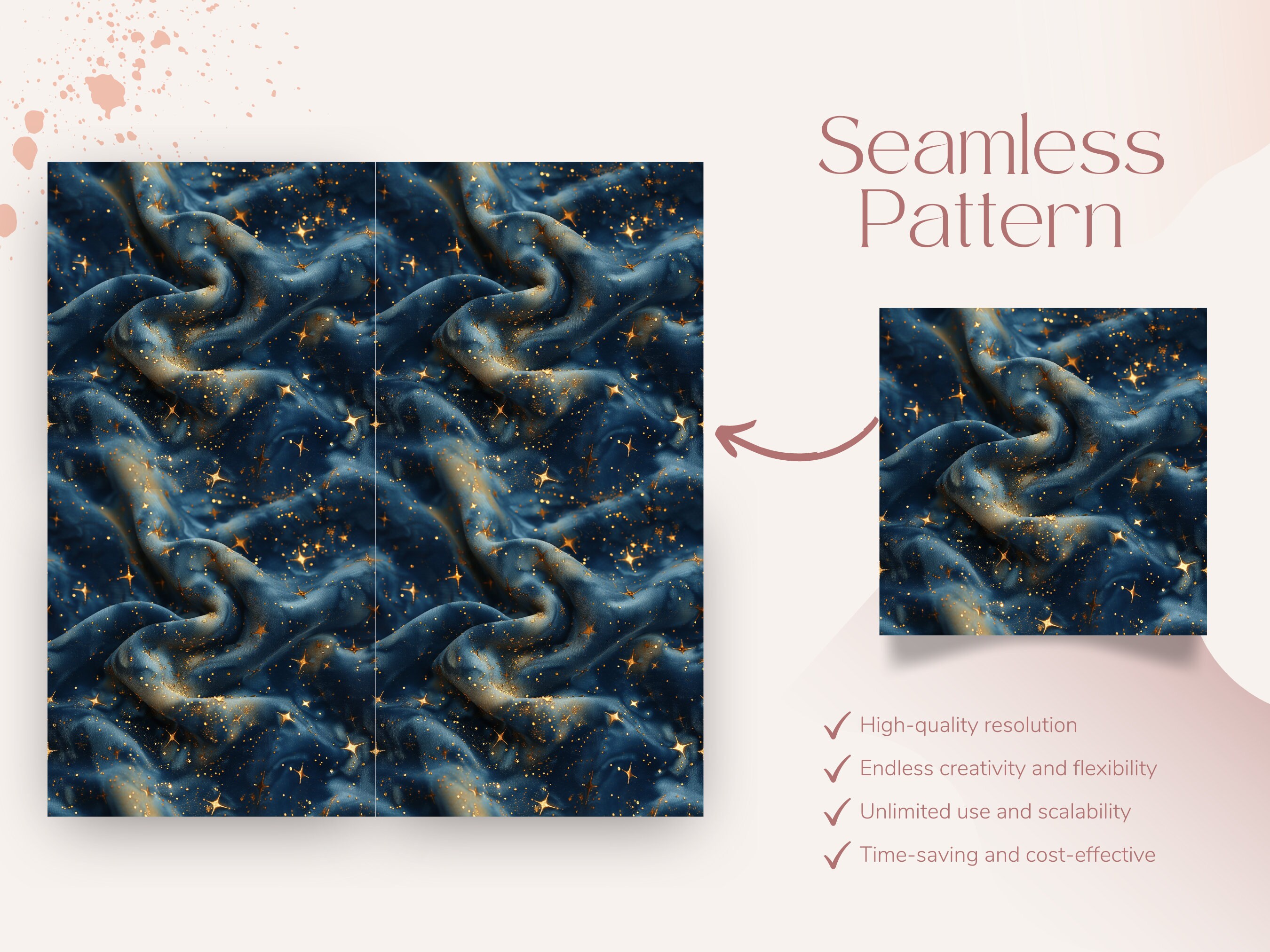 12 Navy Velvet Gold Stars Seamless Pattern | Celestial Fabric Texture ...