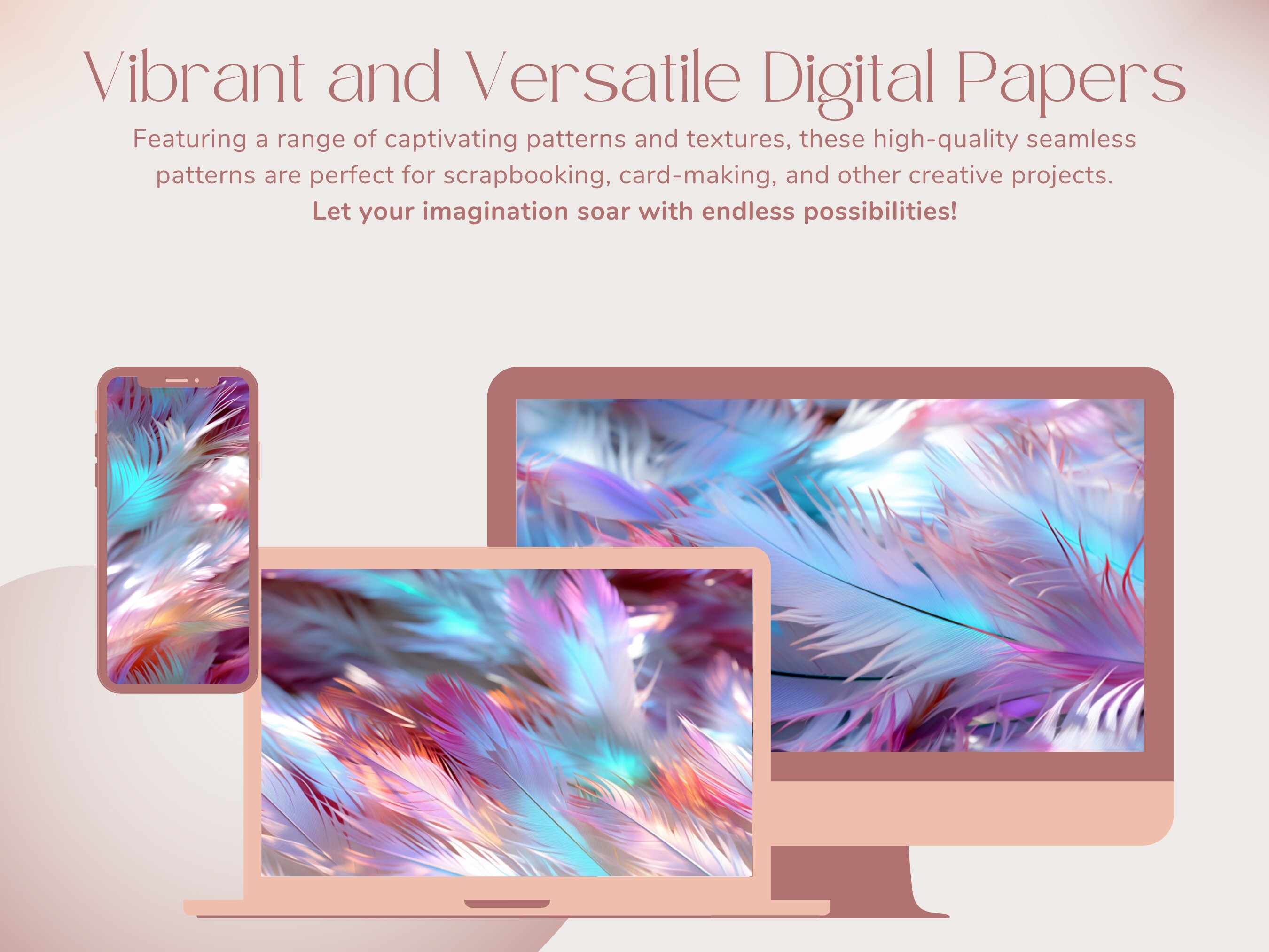 12 Pearl Feathers Texture | Seamless Holographic Pattern | Print Marco ...