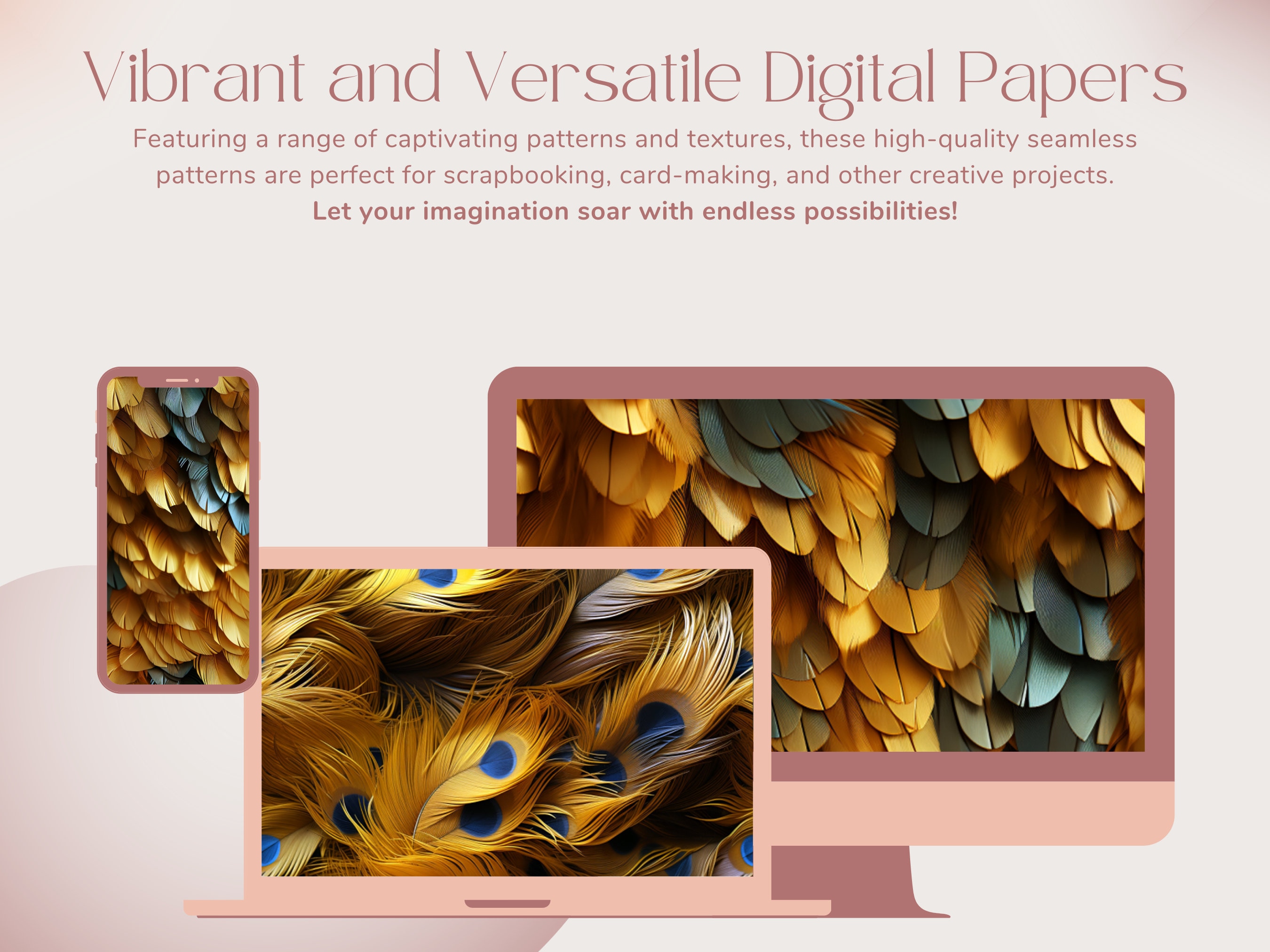 12 Blue and Gold Feathers Texture | Seamless Bird Pattern | Peacock ...