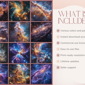 12 Celestial Nebula Seamless Pattern | Cosmic Starry Sky Texture ...