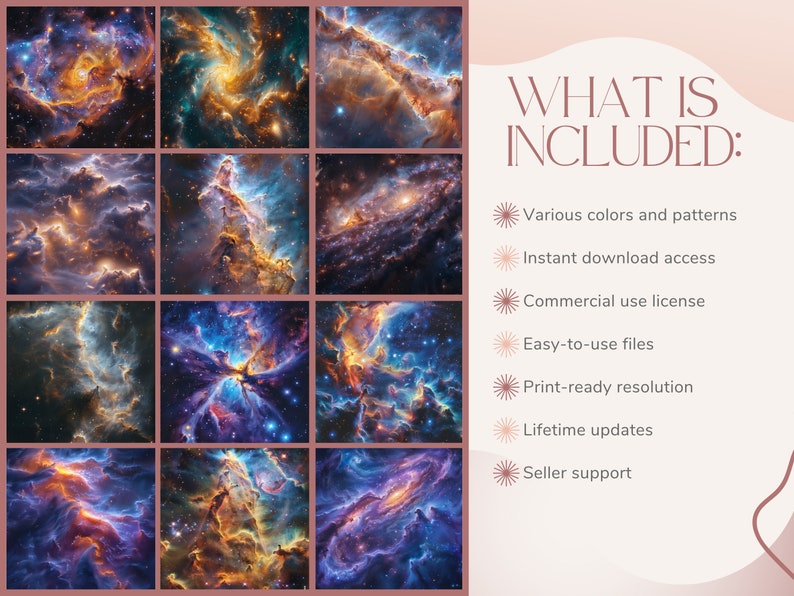 12 Celestial Nebula Seamless Pattern | Cosmic Starry Sky Texture ...