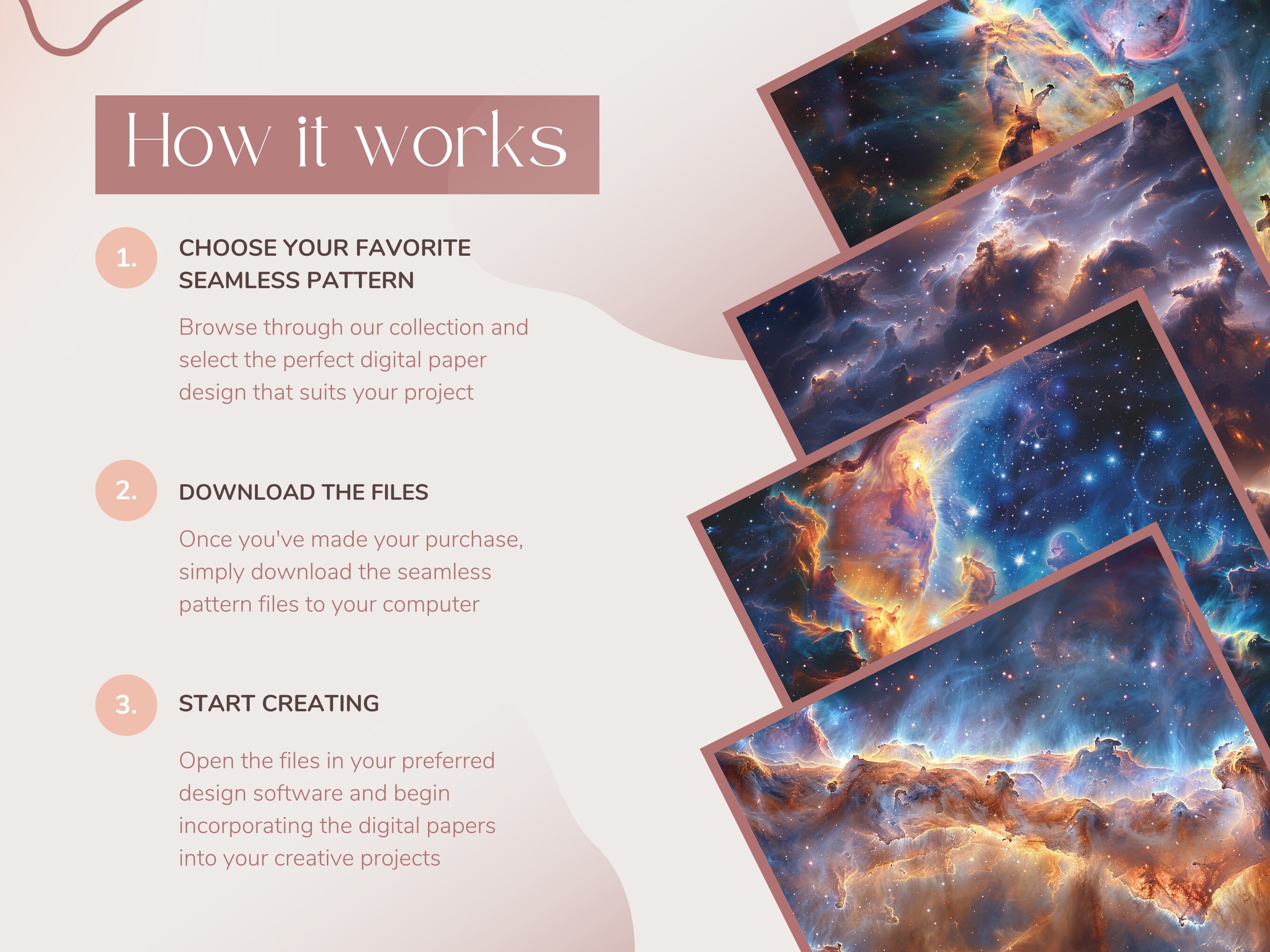 12 Celestial Nebula Seamless Pattern | Cosmic Starry Sky Texture ...