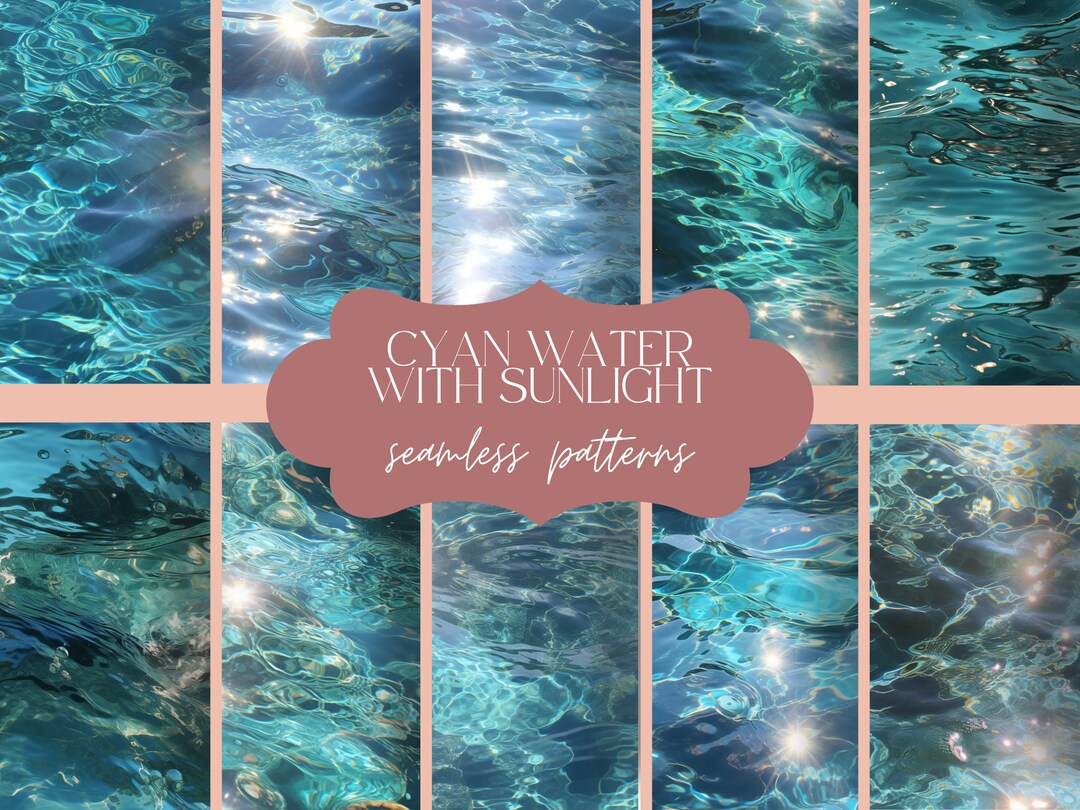 12 Cyan Water Sunlight Seamless Pattern | Tranquil Ripples Texture ...