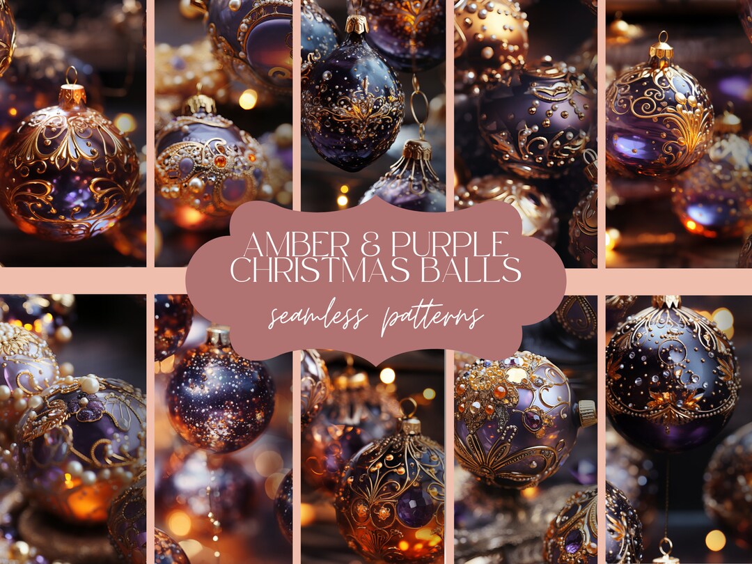 12 Amber Christmas Bubbles Seamless Pattern | Xmas Ball Texture | Party ...