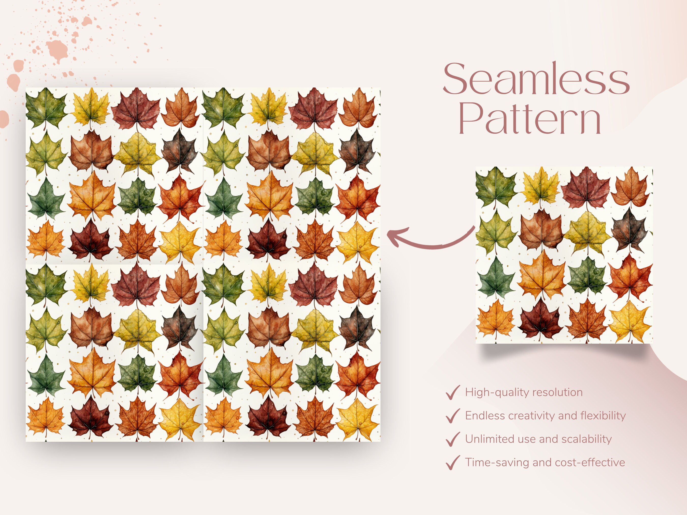 12 Watercolor Fall Leaves Texture| Forest Seamless Pattern | Foliage ...