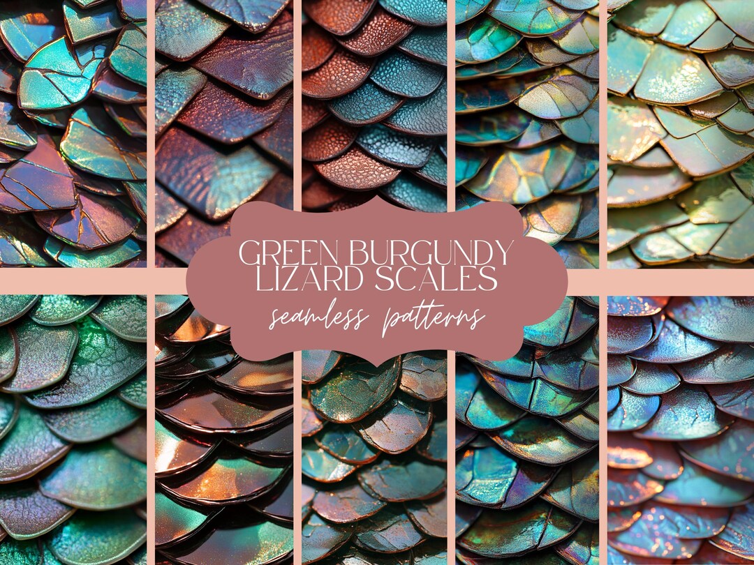 12 Green Burgundy Lizard Scales Texture | Seamless Reptile Pattern ...