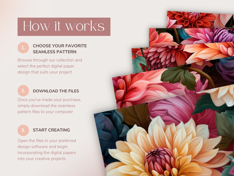 12 Watercolor Dahlias Texture | Seamless Flowers Pattern | Floral Print ...