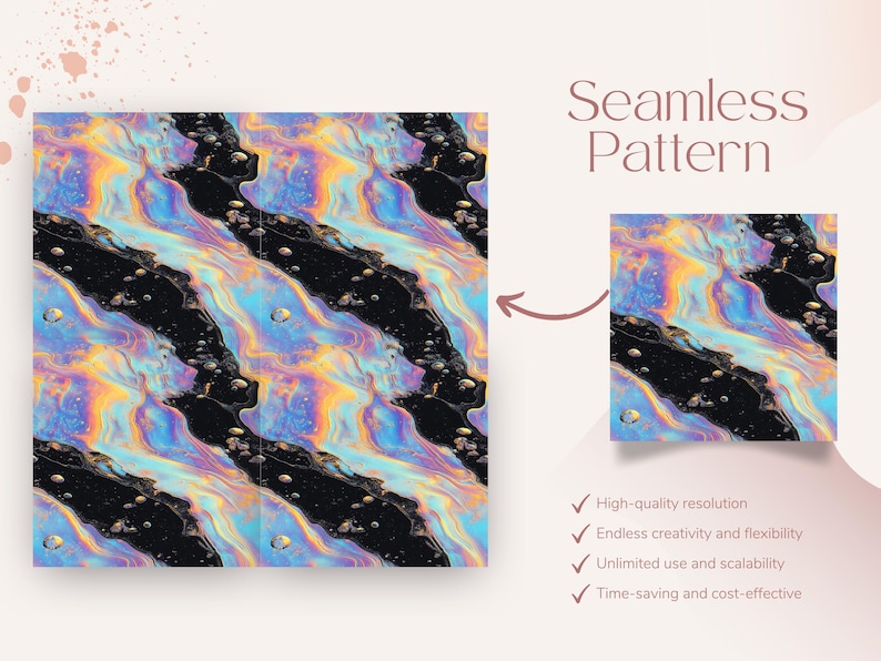 12 Iridescent Oil Spill Textures | Seamless Holographic Patterns ...