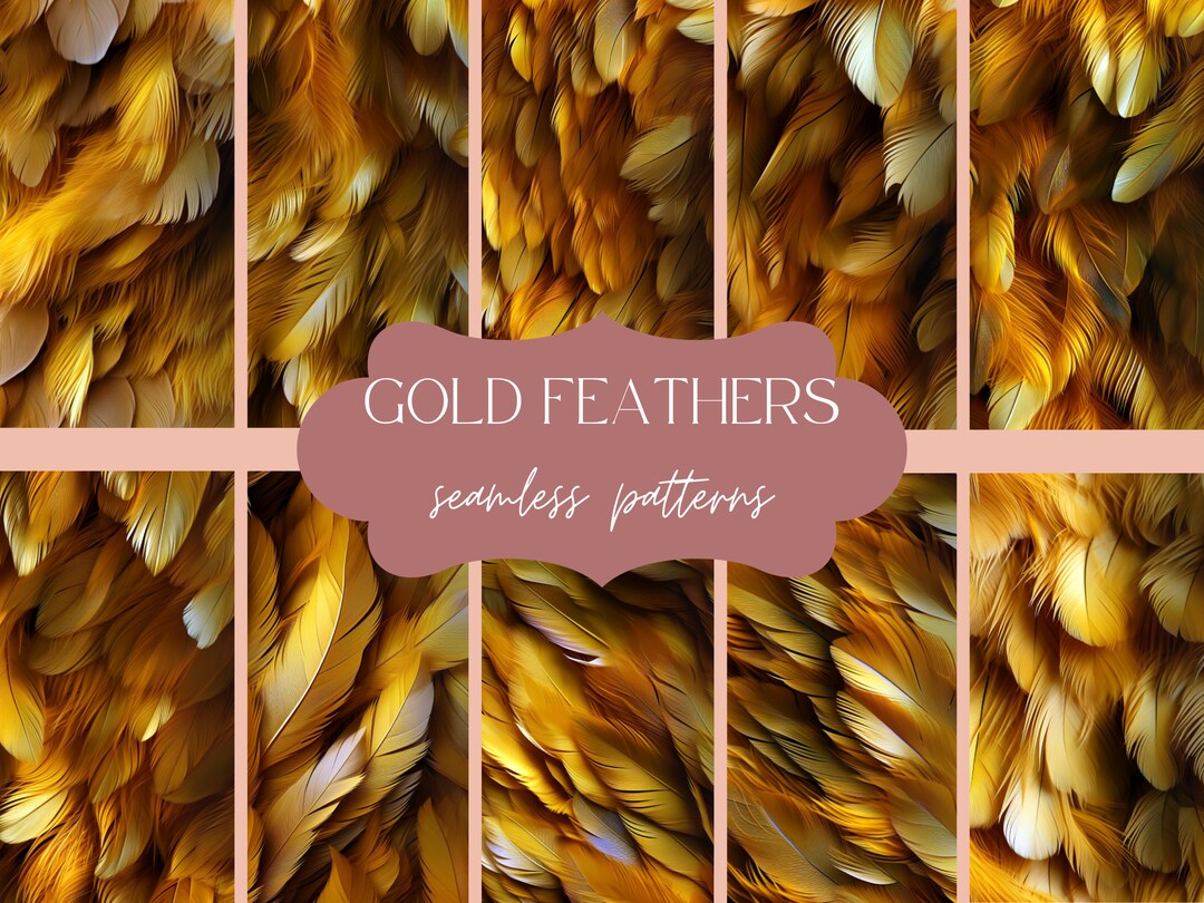 12 Gold Feathers Texture | Seamless Bird Pattern | Nature Marco ...