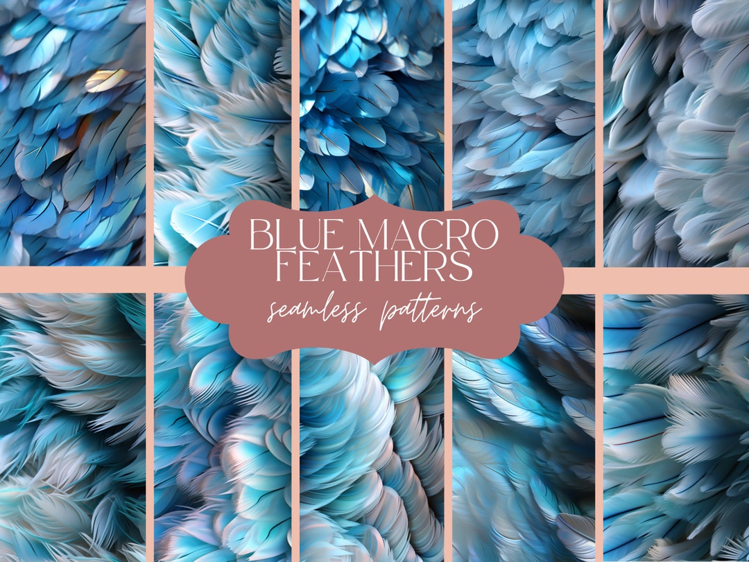 12 Blue Marco Feathers Texture | Seamless Bird Pattern | Print Fluff ...