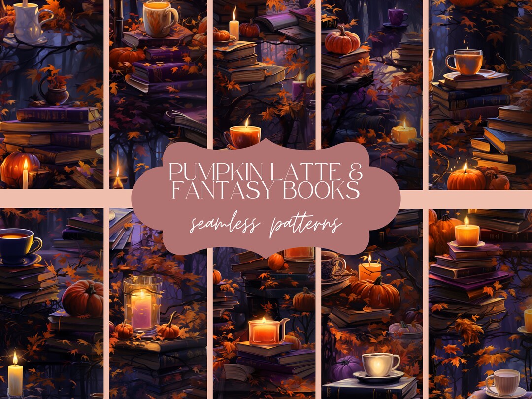 12 Pumpkin Latte and Fantasy Books | Autumn Forest Seamless Pattern ...