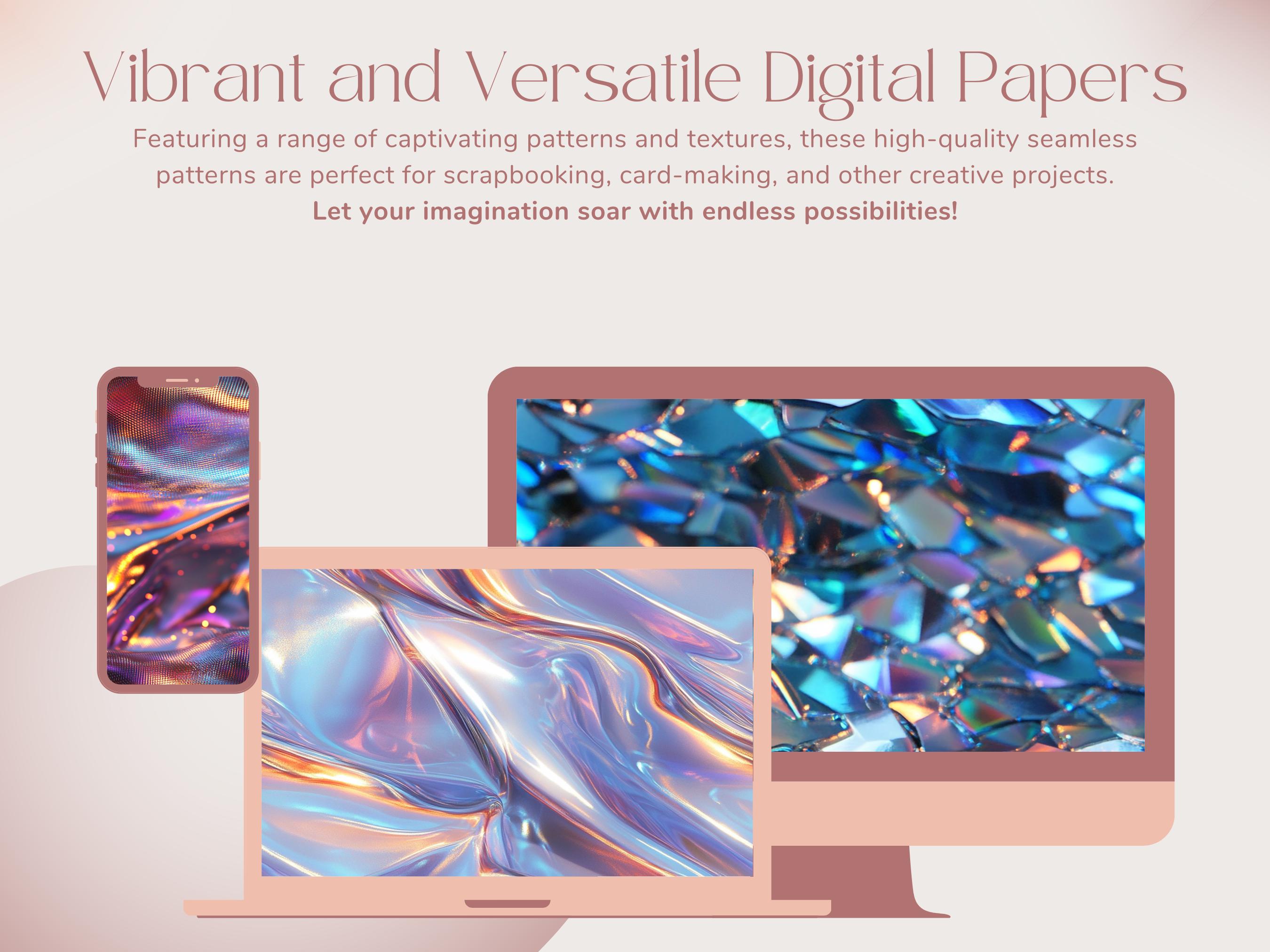 12 Holographic Shine Textures | Seamless Iridescent Patterns | Rainbow ...