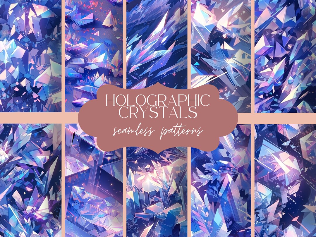 12 Holographic Quartz Crystal Pattern | Seamless Gemstone Texture | Gem ...