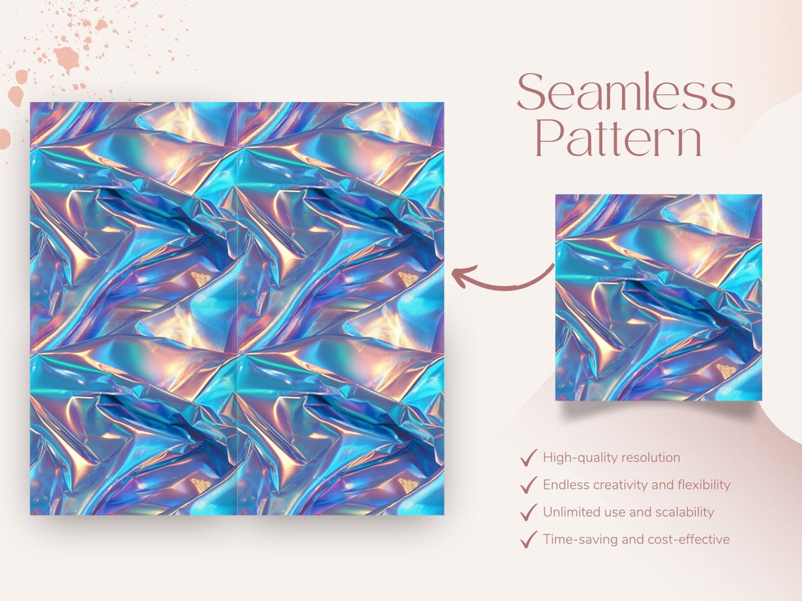 12 Holographic Shine Textures | Seamless Iridescent Patterns | Rainbow ...