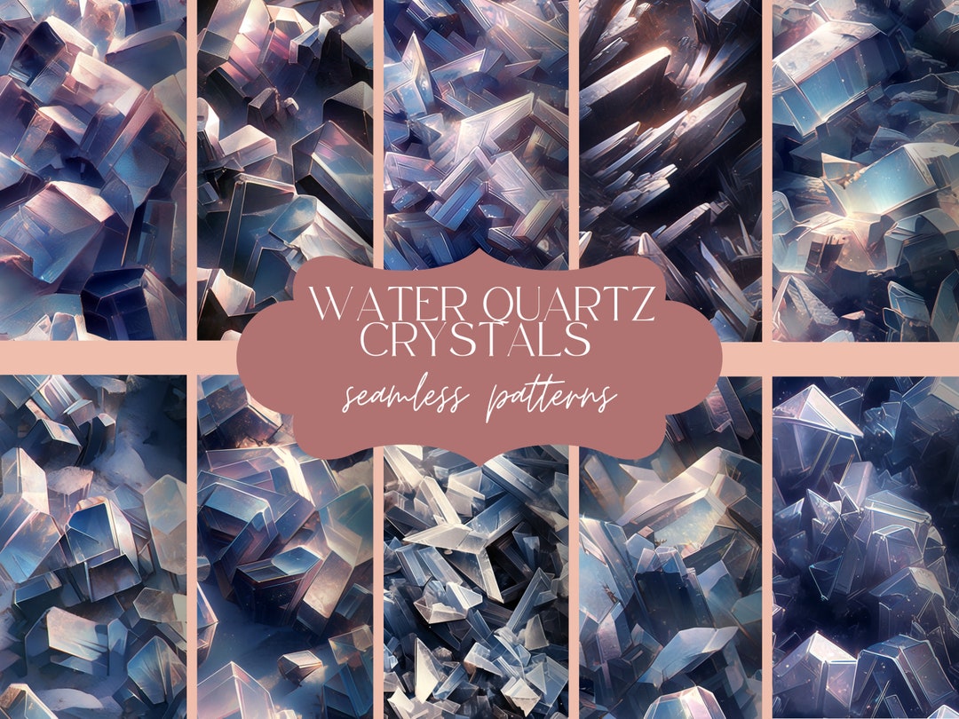 12 Water Blue Quartz Crystal Pattern | Seamless Gemstone Texture | Gem ...