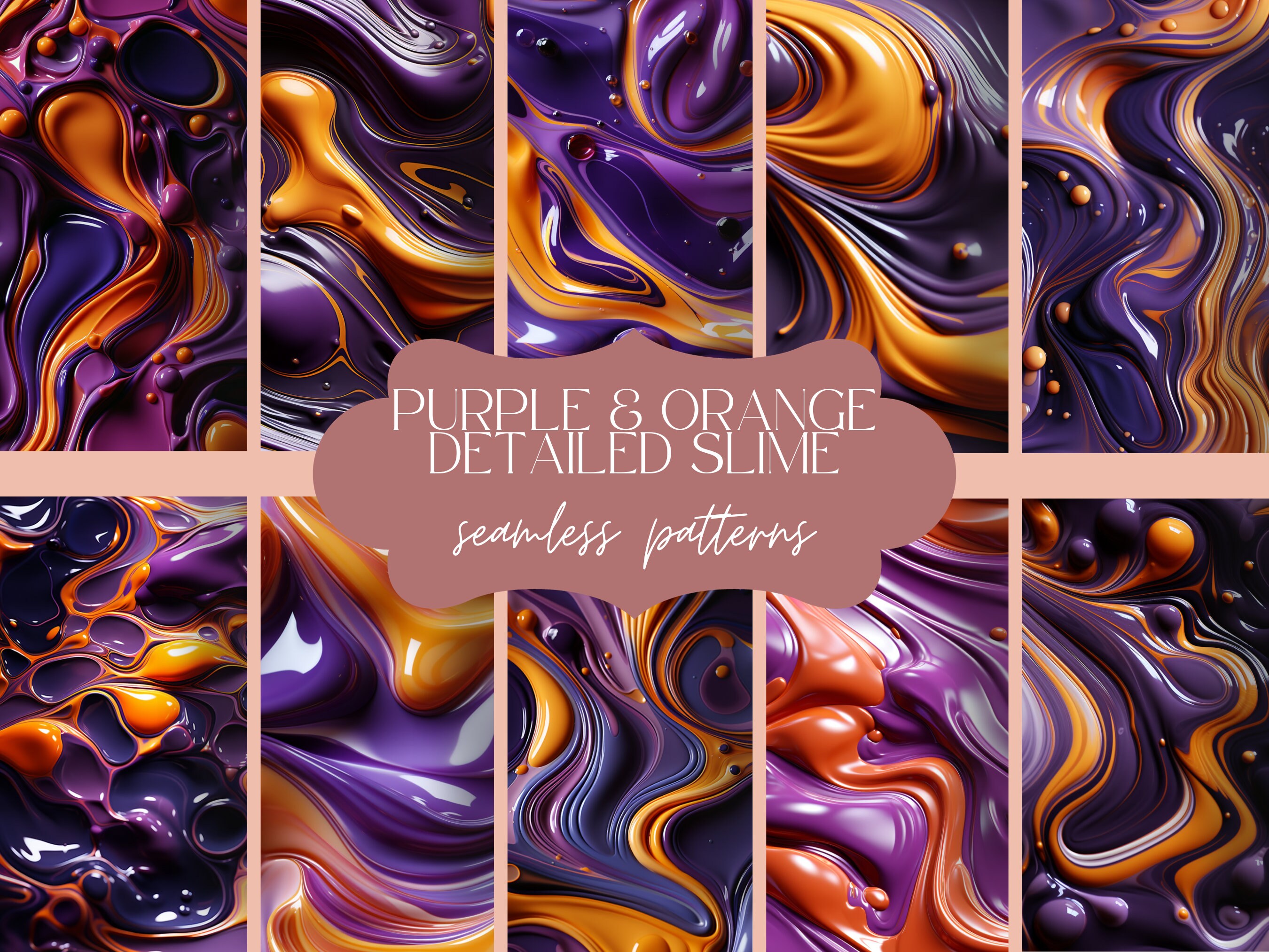 12 Purple and Orange Slime Texture | Abstract Slime Seamless Pattern ...
