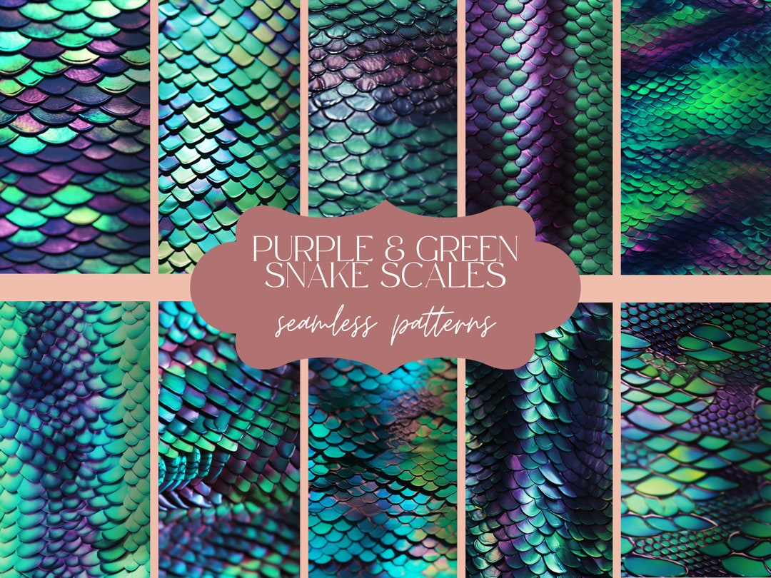 14 Purple and Green Snake Scales Texture | Reptile Seamless Pattern ...