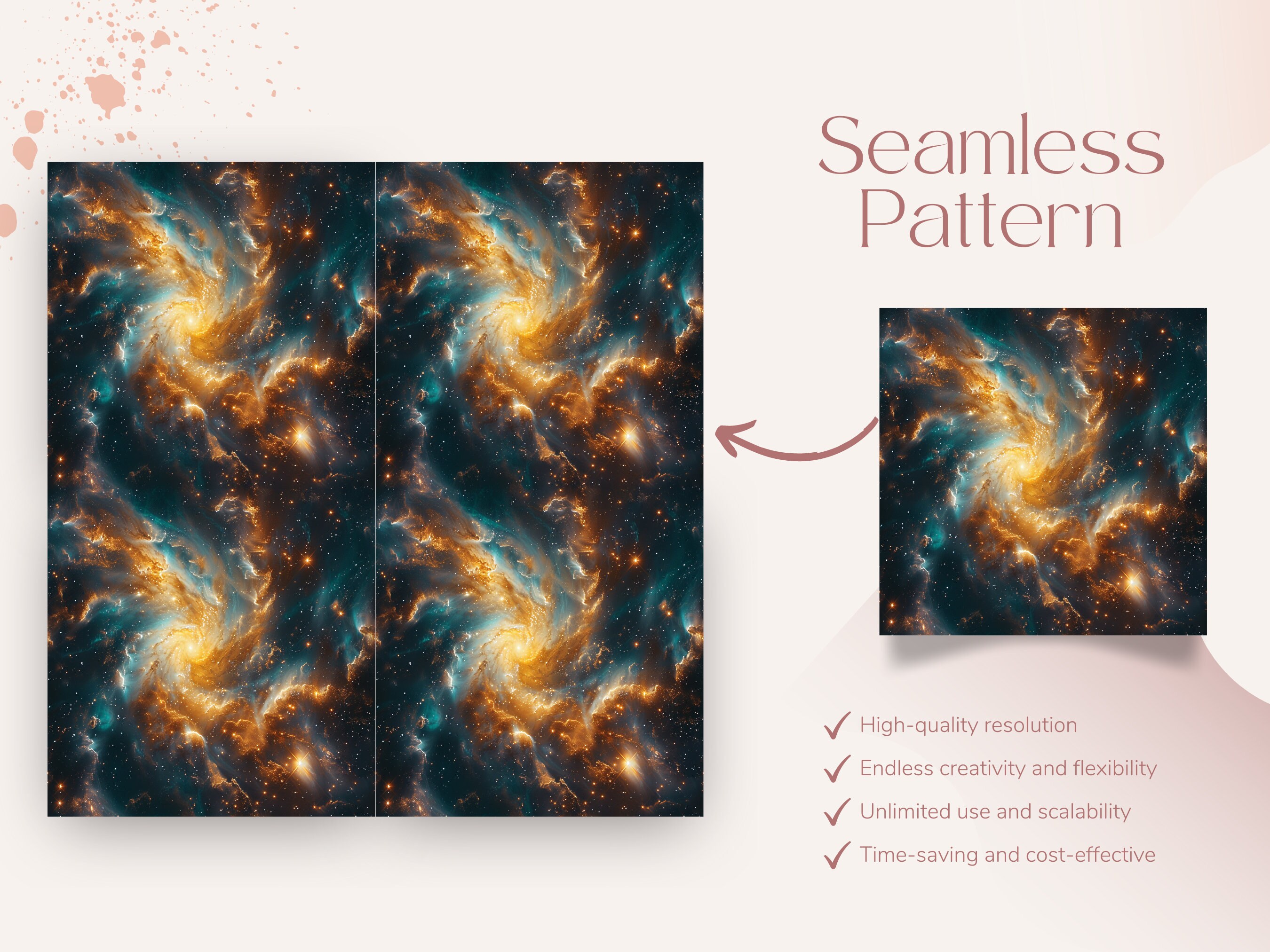 12 Celestial Nebula Seamless Pattern | Cosmic Starry Sky Texture ...