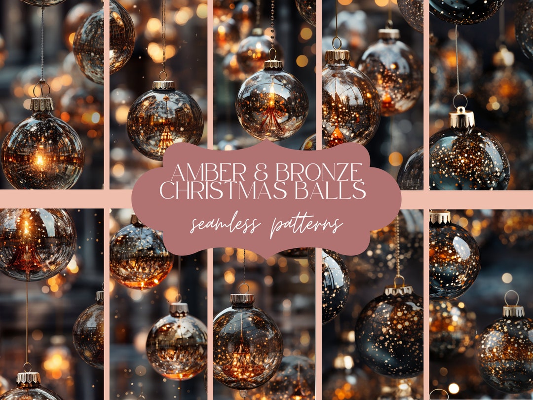 12 Amber Christmas Bubbles Seamless Pattern | Xmas Ball Texture | Party ...