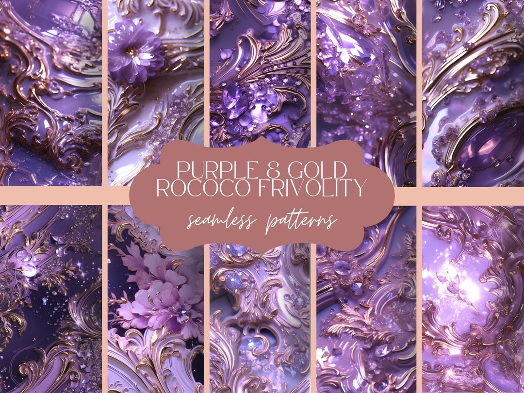 14 Purple & Gold Rococo Decor Seamless Pattern | Dream Luxury Texture ...