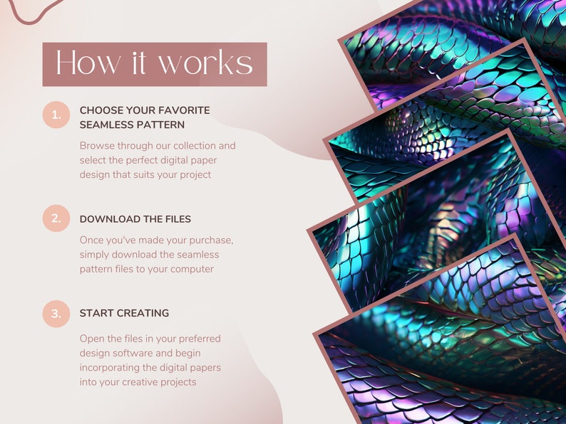 12 Holographic Snakes Scales Seamless Pattern | Iridescence Reptilian ...